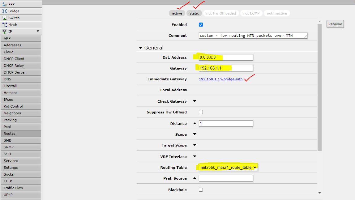 Route WiFi over specific Mikrotik interface